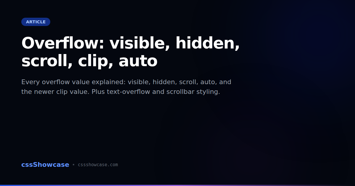 Overflow: visible, hidden, scroll, clip, auto — cssShowcase